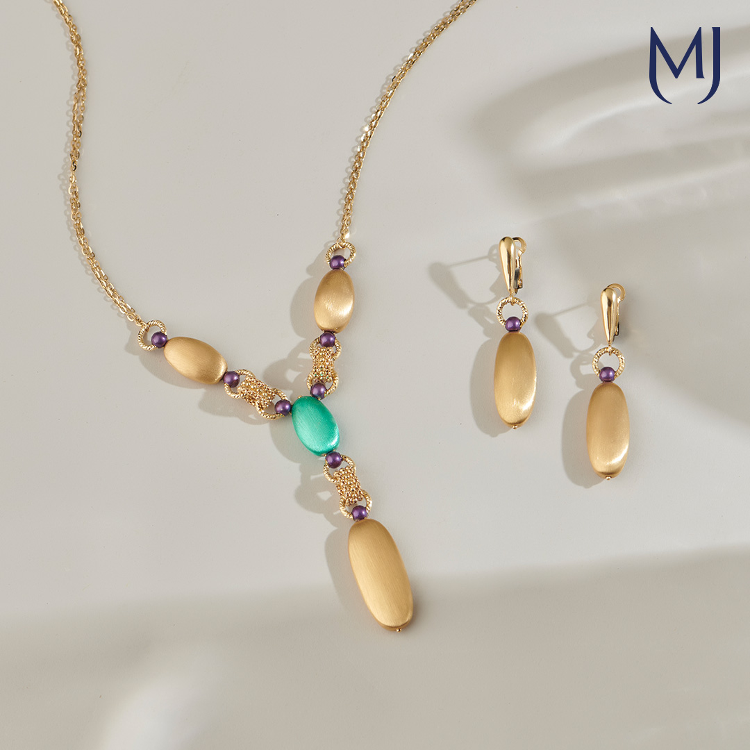 Buy 18 KT Cyan Gold Necklace Set Online | 18 KT Cyan Gold Necklace Set ...
