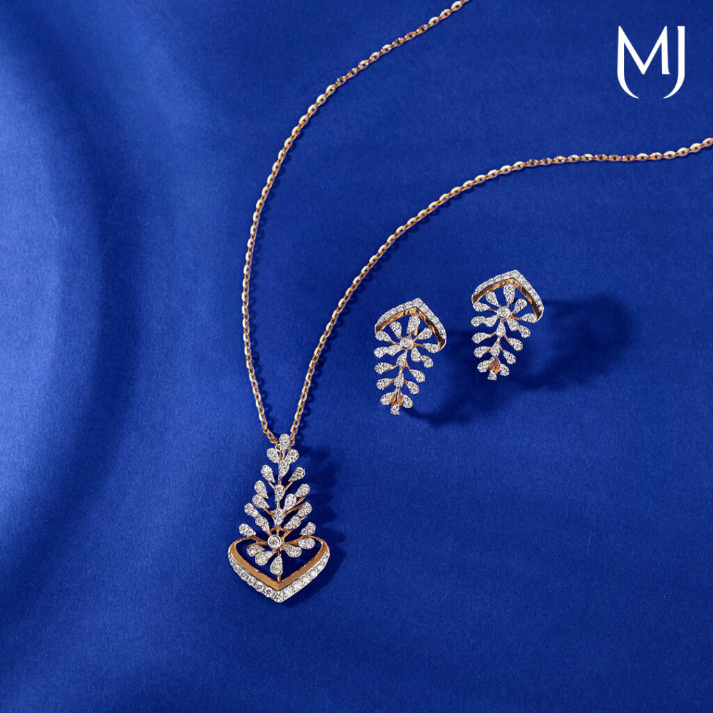 Buy Real Diamond Pendant Set Online | Real Diamond Pendant Set by Manubhai.